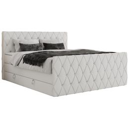 BOXSPRINGBETT MIREN KING DUO 200/200 Wei&szlig; Kunstleder - H4