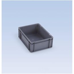 Euro-Format-Stapelbeh&auml;lter, W&auml;nde und Boden geschlossen, LxBxH 600 x 400 x 75 mm, grau, VE 5 Stk kaiserkraft