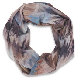 Loop styleBREAKER "Loop Schal mit Aquarell Wellenmuster", Damen, braun (braun, blau), Obermaterial: 100% Viskose CV., Modisch, Modet&uuml;cher Loop