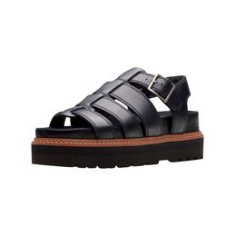Plateausandaletten Clarks "Clarks Sandalen Leder", Damen, Gr. 39,5, schwarz, Leder, Schuhe