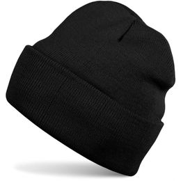 Strickm&uuml;tze styleBREAKER "Winter Strickm&uuml;tze mit Krempe", Damen, schwarz, Obermaterial: 100% Polyacryl PAN., Modisch, M&uuml;tzen Strickm&uuml;tze