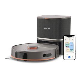 Philips Saugroboter "mit Wischfunktion XU5100/10 mit 10.000pa Saugkraft", grau (kaschmirgrau), B:34,1cm H:29,2cm T:51,5cm, Saugroboter, LDS-Radarnavigationssystem, HomeRun App, inkl. Entleerungsstation
