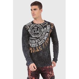 Cipo & Baxx T-Shirt CIPO & BAXX "Sweatshirts", Herren, Gr. S, schwarz, 95% Baumwolle, 5% Elasthan, bedruckt, regular fit, Rundhals, Shirts T-Shirt, mit angesagtem Print