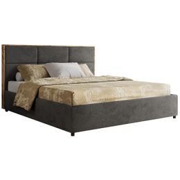 POLSTERBETT LERIO CLASSIC 140/200 - Dunkelgrau Velvet - Pocket-Matratze
