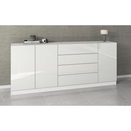 borchardt M&ouml;bel Sideboard BORCHARDT M&Ouml;BEL "Vaasa, Kommode mit 3 T&uuml;ren und 4 Schubk&auml;sten auf Kugelf&uuml;hrungen", wei&szlig; (wei&szlig; matt, wei&szlig; hochglanz), B:190cm H:79cm T:35cm, Holzwerkstoff, Sideboards, Sideboard, Breite 190 cm