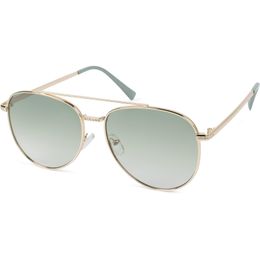 Pilotenbrille styleBREAKER "Piloten Sonnenbrille mit Strass", Damen, gr&uuml;n (gestell gold, glas gr&uuml;n verlauf), Modisch, Sonnenbrillen