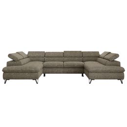 WOHNLANDSCHAFT PABLO U Strukture Grau mit Topper T25