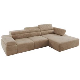 ECKSOFA RILASSO L Beige Pl&uuml;sch - rechts