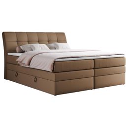 BOXSPRINGBETT GOLD-10 KING 140/200 Braun Kunstleder - H4