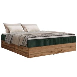 BOXBETT WOOD ZERO 200/200 - Dunkelgr&uuml;n Cord - H3 - Topper Visco