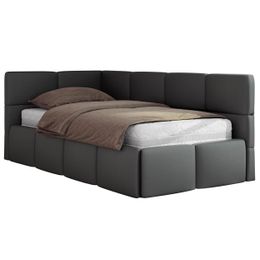 JUGENDBETT ARVO 90/200 - Grau Kunstleder - Foam-Matratze - Links Seite