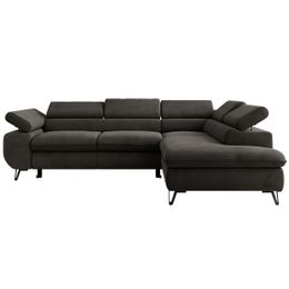 ECKSOFA PABLO L Dunkelgrau Velvet - Rechts Seite
