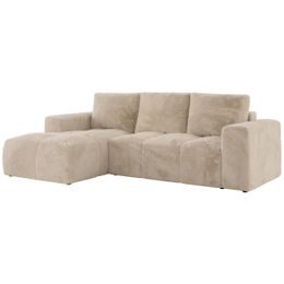 ECKSOFA MONIVA Creme Pl&uuml;sch - Links