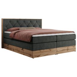 BOXSPRINGBETT VENETO KING 180/200 Dunkelgrau Struktur - H4