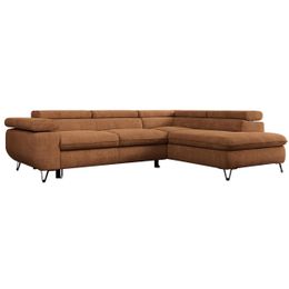 ECKSOFA PEDRO L Orange Struktur - Rechts Seite