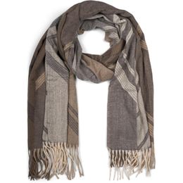 Schal styleBREAKER "Web Schal Geometrisch", Damen, grau (grau, beige), Obermaterial: 100% Viskose CV., Modisch, Modet&uuml;cher Schal