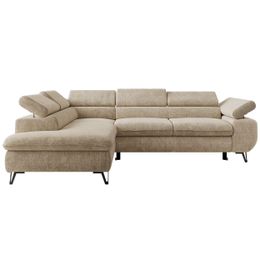 ECKSOFA PABLO L Beige Schenille grob gewebt - Links Seite