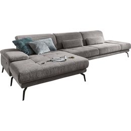 Ecksofa DIE PLANBAR "MP-IN20126 L-Form mit Federkern-Polsterung", grau, B:328cm H:82cm T:190cm, 100% Polyester, Sofas, Ecksofa, mit Kopfteilverstellung, optional Sitztiefen- & Armteilverstellung