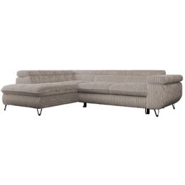 ECKSOFA PEDRO L Hellbraun Cord - Links Seite