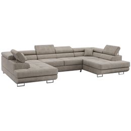WOHNLANDSCHAFT GUSTAW U Beige Struktur