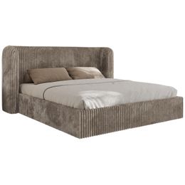 POLSTERBETT EMORA CLASSIC 140/200 - Hellbraun Cord - Schaum-Matratze