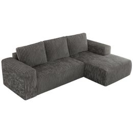 ECKSOFA TRENTINO L Dunkelgrau Cord - Rechts