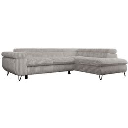 ECKSOFA PEDRO L Hellgrau Cord - Rechts Seite