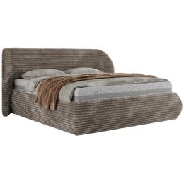 POLSTERBETT CAELA CLASSIC 140/200 - Hellbraun Cord - Schaum-Matratze