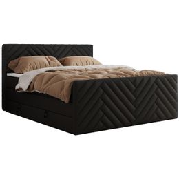 BOXSPRINGBETT PARIS KING DUO - 200/200 - Schwarz Kunstleder - H4