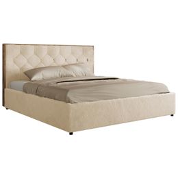 POLSTERBETT LARINO CLASSIC 160/200 - Creme Pl&uuml;sch - Schaum-Matratze