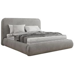 POLSTERBETT BENEA CLASSIC 180/200 - Hellgrau Velvet - Schaum-Matratze