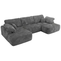 WOHNLANDSCHAFT CUBO U Dunkelgrau Cord