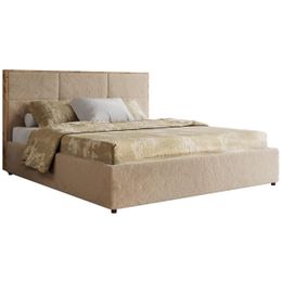 POLSTERBETT LERIO CLASSIC 200/200 - Beige Pl&uuml;sch - Schaum-Matratze