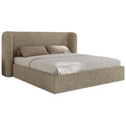 POLSTERBETT EMORA CLASSIC 200/200 - Dunkelbeige Strukture - Schaum-Matratze