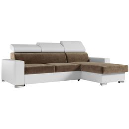 ECKSOFA FOX-L Braun/Wei&szlig;
