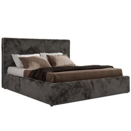 POLSTERBETT CORIVO CLASSIC 200/200 - Dunkelgrau Pl&uuml;sch - Schaum-Matratze