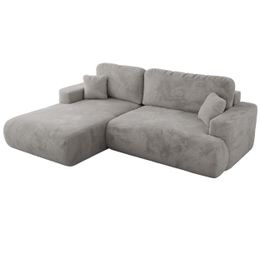 ECKSOFA OVO L Hellgrau Pl&uuml;sch - Links Seite
