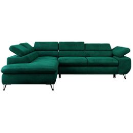 ECKSOFA PETER L Dunkelgr&uuml;n Velvet - Links Seite