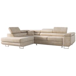ECKSOFA GUSTAW L Beige Velvet Links Seite