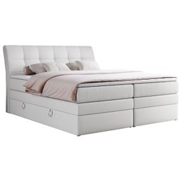 BOXSPRINGBETT GOLD-10 KING 180/200 Wei&szlig; Kunstleder - H3
