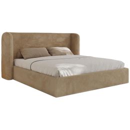 POLSTERBETT EMORA CLASSIC 200/200 - Beige Pl&uuml;sch - Schaum-Matratze