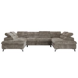 WOHNLANDSCHAFT PABLO U Cord Hellbraun mit Topper T25