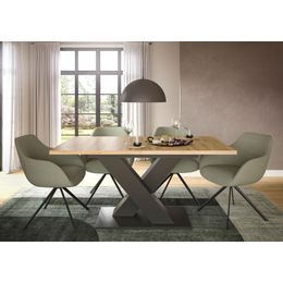 Esstisch Home Affaire "Motus, ausziehbar 150 -190 cm, inklusive 40 cm Einlegeplatte", braun (grau, artisan eiche nachbildung, grau, artisan eiche nachbildung), B:150cm H:76cm T:90cm, Tische, Esstisch, X-Gestell mit Bodenplatte, Tisch, K&uuml;chentisch, Esszimmer, K&uuml;che
