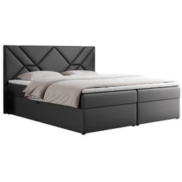 BOXBETT NEOMI 120/200 - Dunkelgrau Kunstleder - H4 - Topper T25