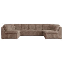 WOHNLANDSCHAFT MORBIDO U Braun Cord
