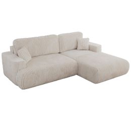 ECKSOFA OVO L Beige Cord - Rechts Seite