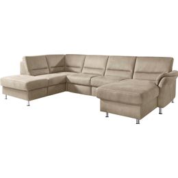 Wohnlandschaft DIE PLANBAR "ZE-EM16033 U-Form, Breite 316 cm", deluxe mandel, B:316cm T:203cm, 100% Polyester, Sofas, Wohnlandschaft, wahlweise mit Kopfst&uuml;tzen und echt bezogenem R&uuml;cken