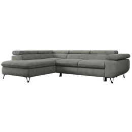 ECKSOFA PEDRO L Grau Struktur - Links Seite