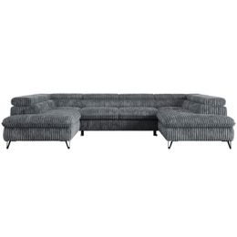 WOHNLANDSCHAFT PEDRO U Cord Dunkelgrau
