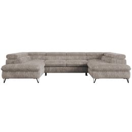WOHNLANDSCHAFT PEDRO U Cord Hellbraun